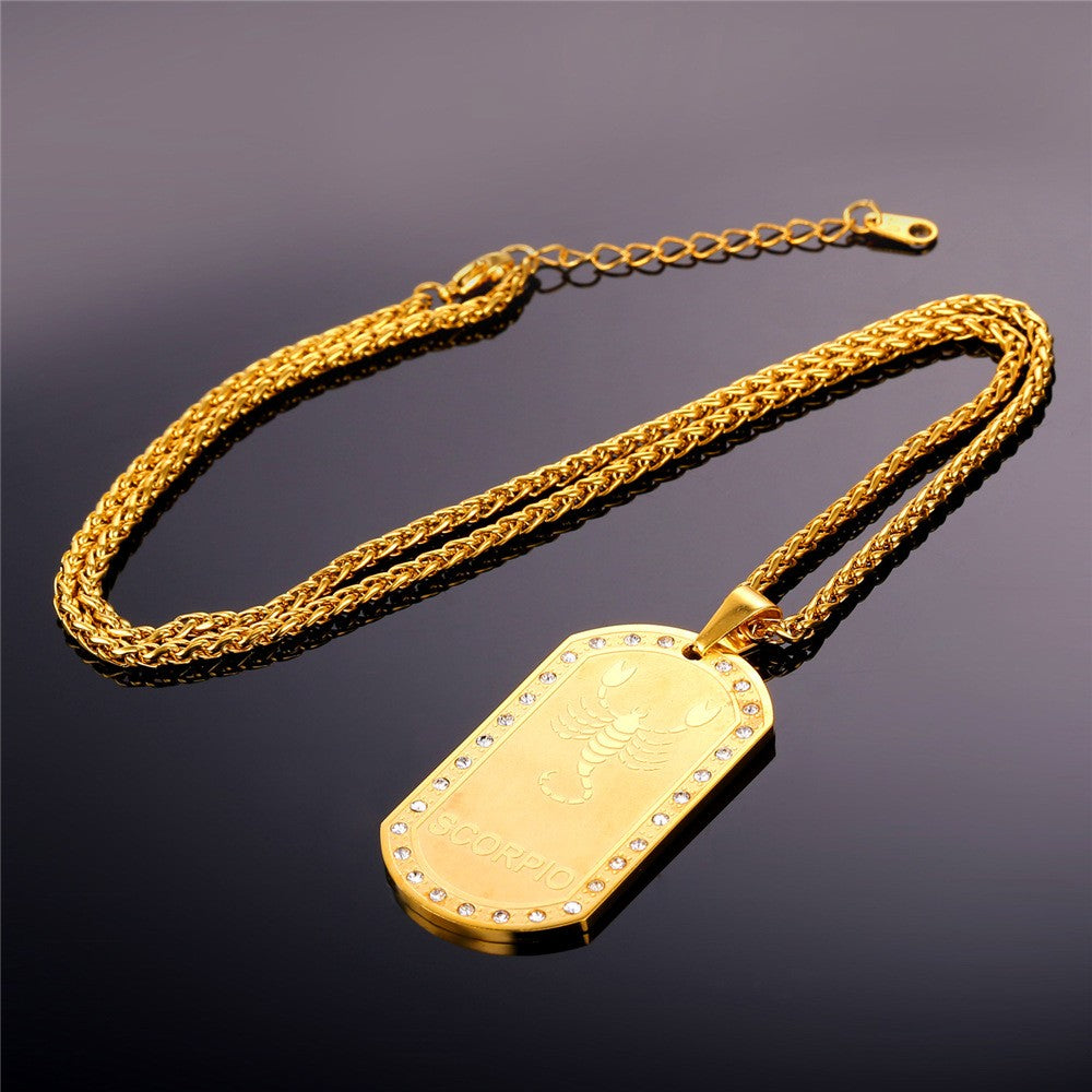 Zodiac Dog Tags – Mens Zodiac Necklaces – Scorpio Jewelry for Men ...